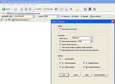 Search Result Clustering Toolbar Download Chip
