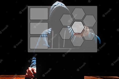 Premium Photo A Hacker With Laptop Sits At A Table And Abstract Binary Code Business Life