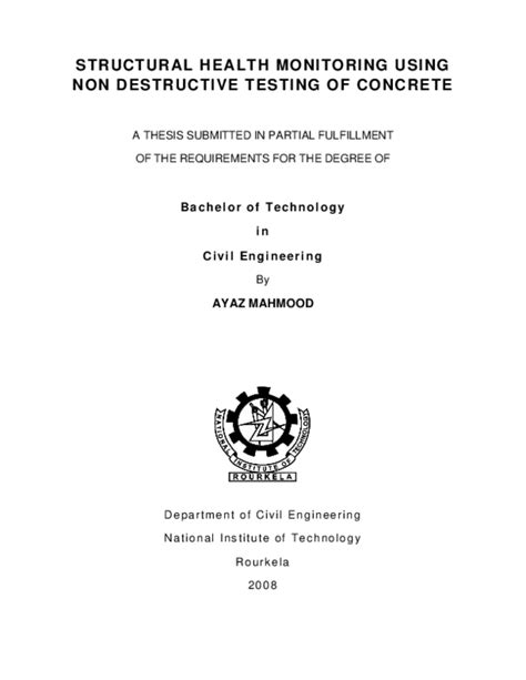 Pdf Structural Health Monitoring Using Non Destructive Testing Of Concrete