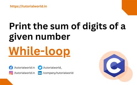 C Program To Sum Digits Of A Number Using While Loop Tutorial World