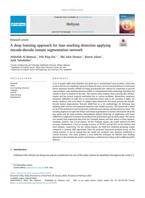 Pdf A Deep Learning Approach For Lane Marking Detection Applying
