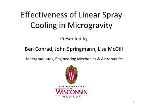 Effectiveness Of Linear Spray Cooling In Microgravity Presented