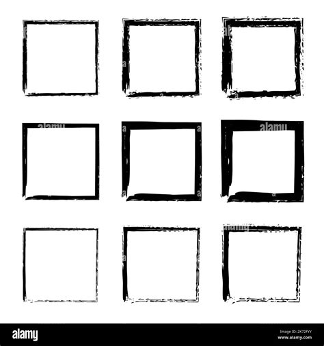 Hand Drawn Frames Black Square Shape Borders Rectangular Shapes Stock Vector Image And Art Alamy