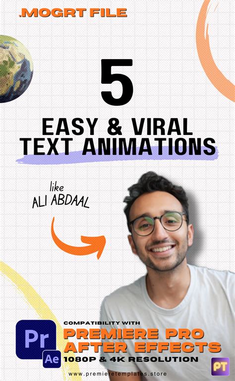 5 Customizable Viral Text Animations Like Ali Abdaal [mogrt] Premiere