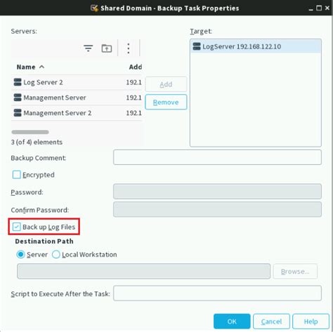 How To Enable The Log Server Backup To Include Log Data
