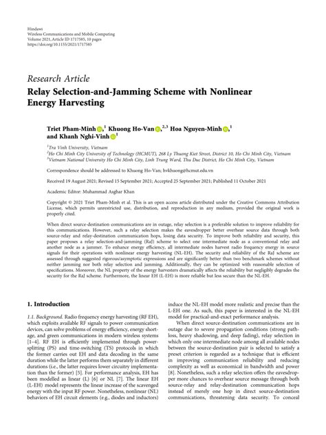 Pdf Relay Selection And Jamming Scheme With Nonlinear Energy Harvesting