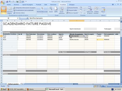 Modello Excel Scadenziario Fatture
