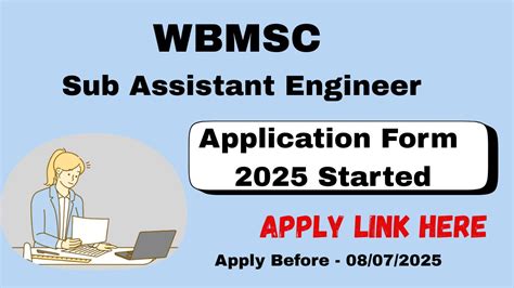 Wbmsc Sub Assistant Engineer Online Application Form 2025 Apply Link Here