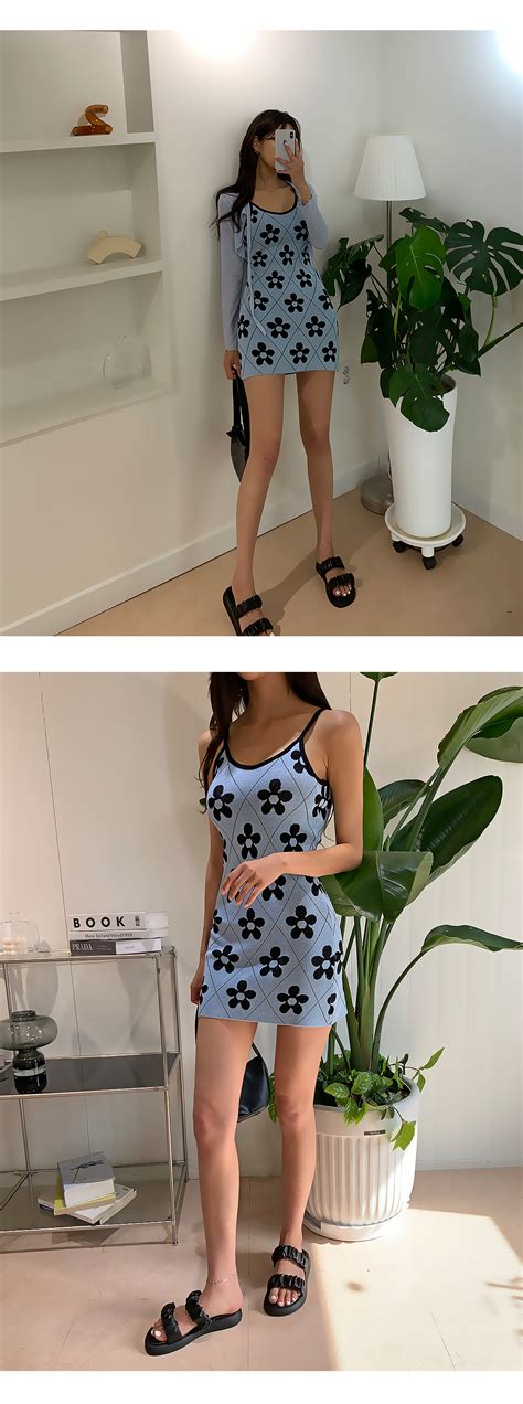 유유존 플라워패턴 아가일체크 벨플라워원피스 미니원피스 니트원피스 끈원피스 데일리룩 데이트룩 신상 라운드넥 비치웨어 나시원피스 휴가