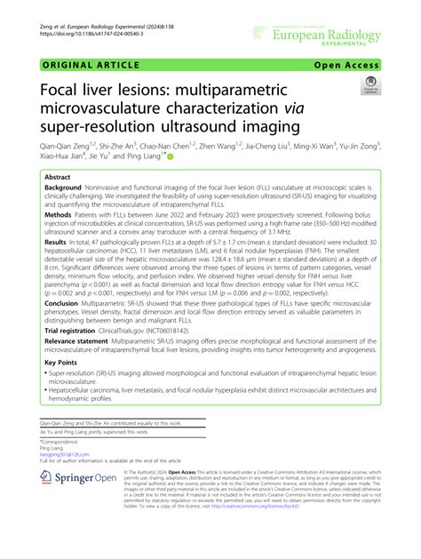 Pdf Focal Liver Lesions Multiparametric Microvasculature Characterization Via Super