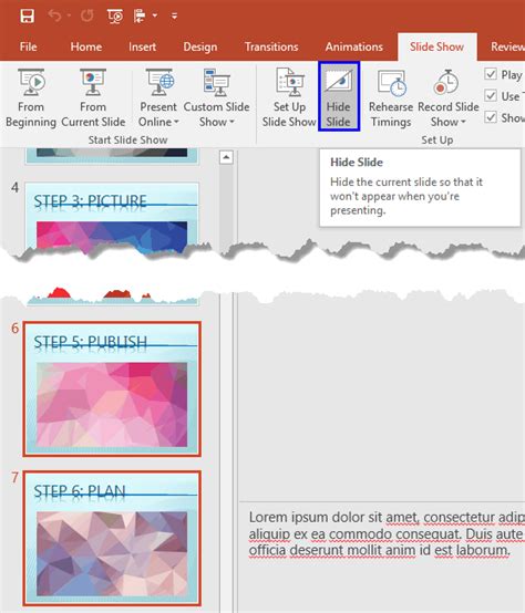 Hide And Unhide Slides In Powerpoint 2016 For Windows