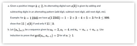 Solved A Given A Positive Integer K E Z Its Alternating Chegg Com