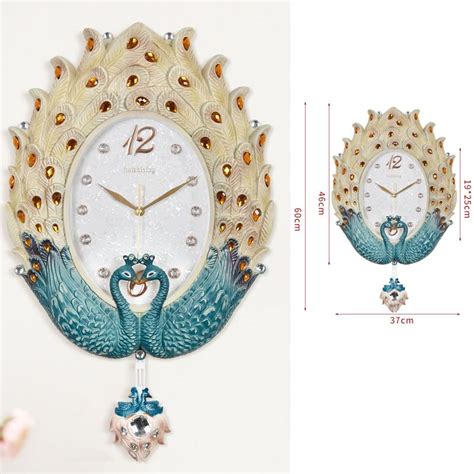Настенный декор настенные часы с большим павлином 60 см металлические бесшумные подходят для
