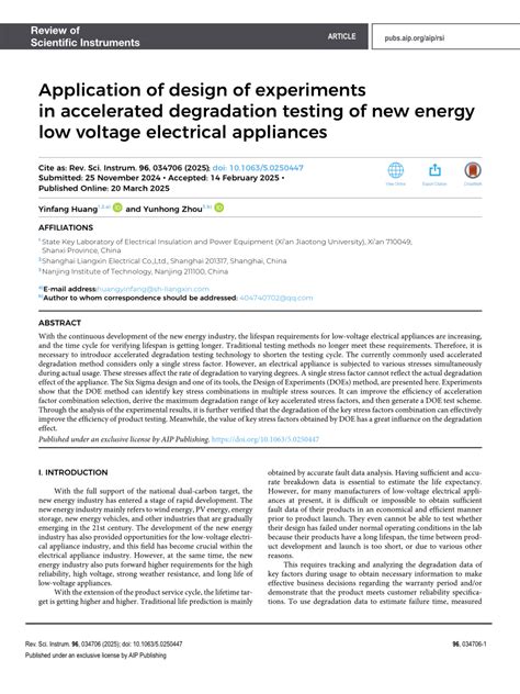 Application Of Design Of Experiments In Accelerated Degradation Testing Of New Energy Low