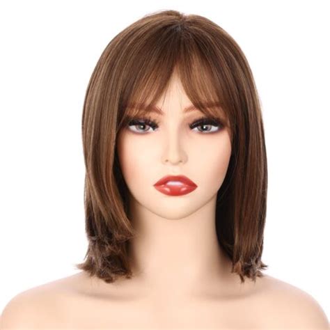 Onedor 14 Straight Short Bob Wig Synthetic Full Hair Wigs With Bangs Rl12 16 Ebay