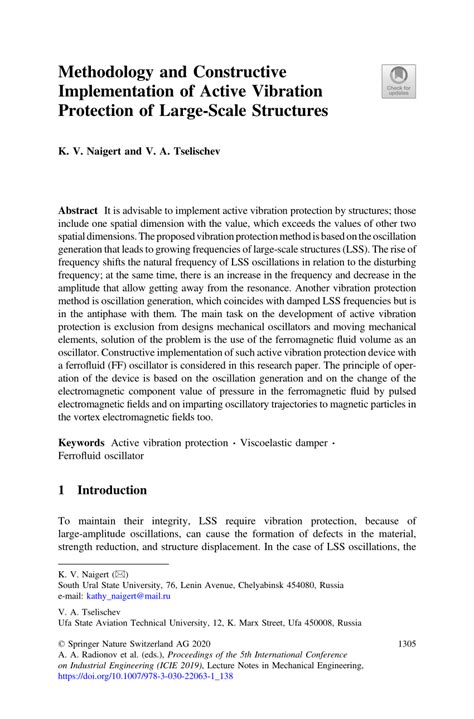 Pdf Methodology And Constructive Implementation Of Active Vibration Protection Of Large Scale