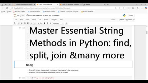 Python Class 15 Mastering String Methods Find Rfind Ljust Split