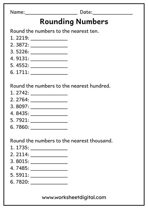 Rounding To Nearest Thousand Worksheets