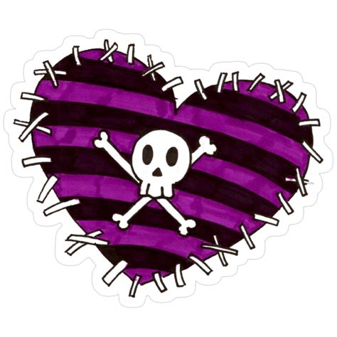 Skull Punk Rock Heart Sticker Emo Wallpaper Hello Kitty Emo
