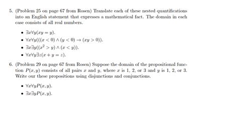 Solved 5 Problem 25 On Page 67 From Rosen Translate Each