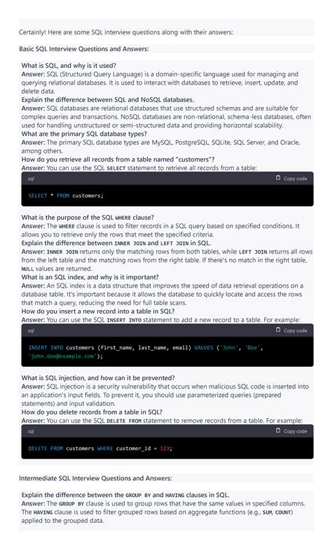 Sql Interview Questions It Is Used To Interact With Databases To