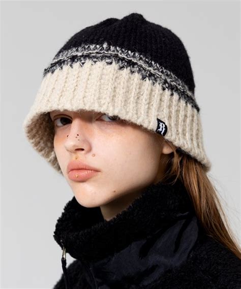 러닝하이 알파카 울 루즈 비니 [블랙 베이지] 위시버킷