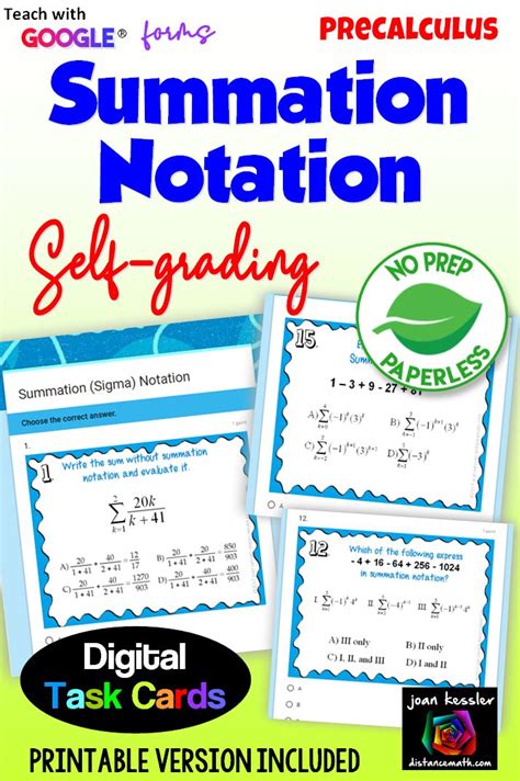 A Poster With The Words Summation Notation And An Image Of A Green Leaf On It