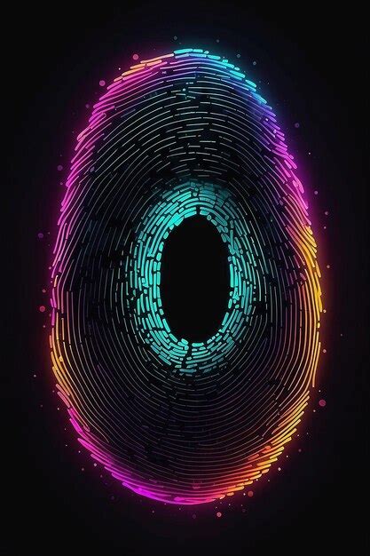 Premium Photo Biometrics Identification And Cyber Security Concept Glowing Neon Fingerprint On