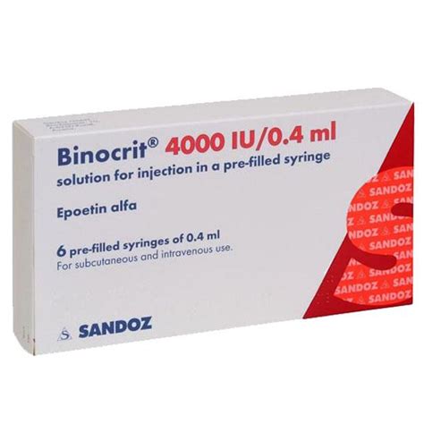Dung Dịch Tiêm Truyền Binocrit 4000iu04 Ml Trị Bệnh Thiếu Máu 6 Bơm