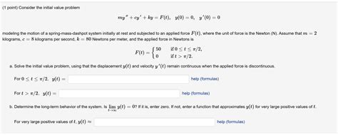 solved 1 point consider the initial value problem