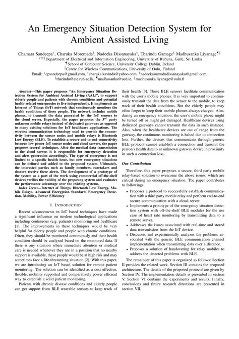 Pdf An Emergency Situation Detection System For Ambient Assisted Living