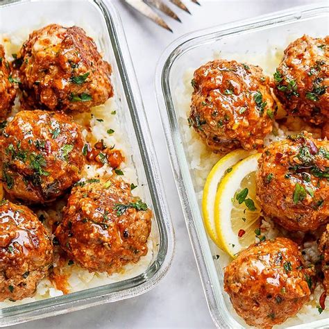 Garlic Butter Chicken Meatballs Meal Prep Recipe With Cauliflower Rice Chicken Meal Prep