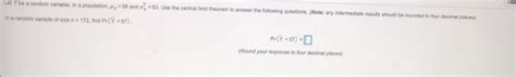 Solved Let Ybe A Random Variable In A Population Y 50 And