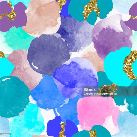 색상 추상 다채로운 수채화와 벡터에서 만든 골드 반짝이 모양 다양 한 완벽 한 패턴 0명에 대한 스톡 벡터 아트 및 기타 이미지