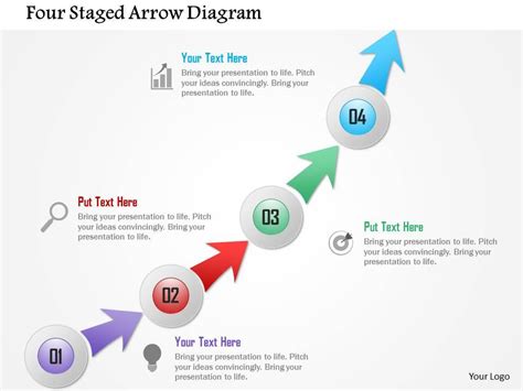 Four Staged Arrow Diagram Powerpoint Template PowerPoint Shapes PowerPoint Slide Deck