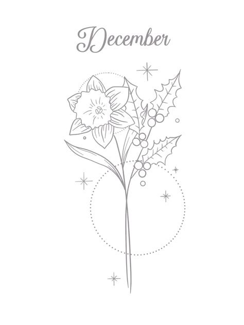 December Holly And Narcissus Birth Month Flower Wall Art Flower