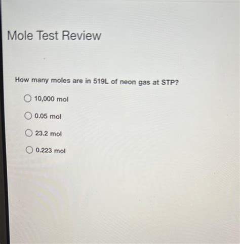 Solved Mole Test Review What Is The Number Of Moles Of Chegg Com