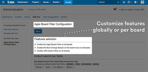 agile tools and filters for jira software
