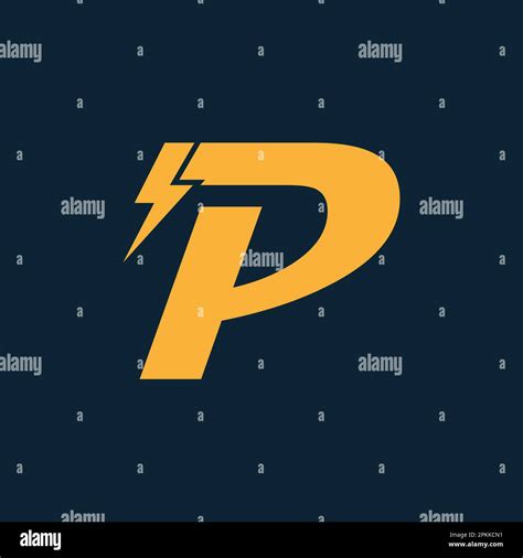 P Letter Logo With Lightning Thunder Bolt Vector Design Electric Bolt