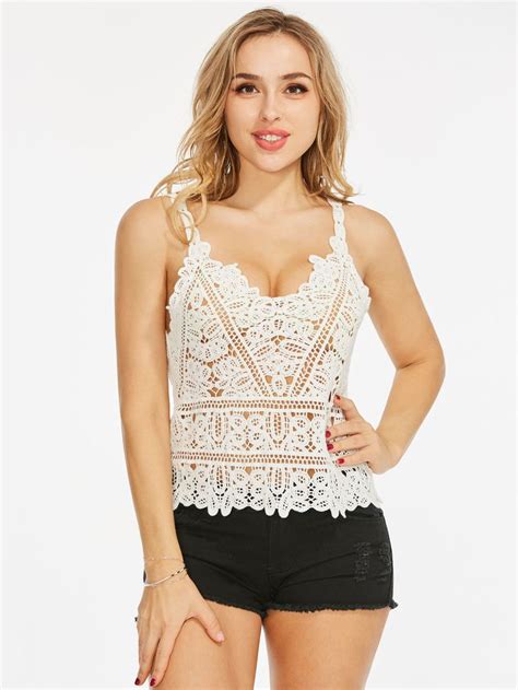 Hollow Lace V Neck Womens Tank Top Tank Tops Women Tops Tank Tops