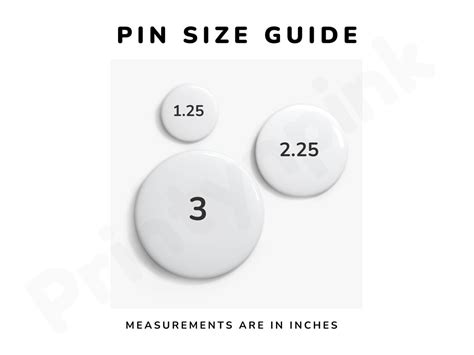 Pin Size Chart Pins Size Chart Print On Demand Size Chart Etsy