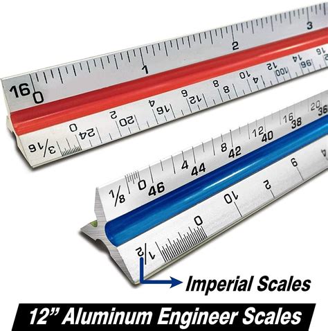 12 Inch Triangular Architect Scale Ruler Aluminum Color Coded Grooves 30cm Ruler Imperial Ruler