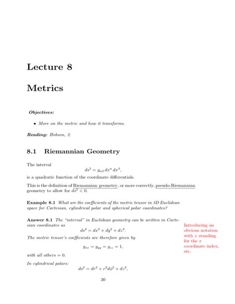 Lecture Notes Metrics And Riemannian Geometry