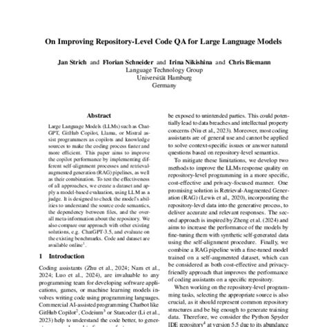 On Improving Repository Level Code Qa For Large Language Models Acl