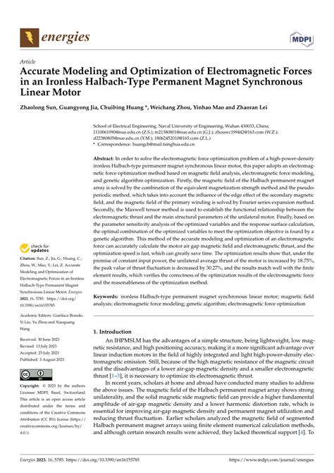 Pdf Accurate Modeling And Optimization Of Electromagnetic Forces In