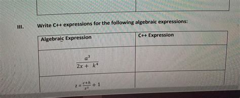 Solved Iii Write C Expressions For The Following
