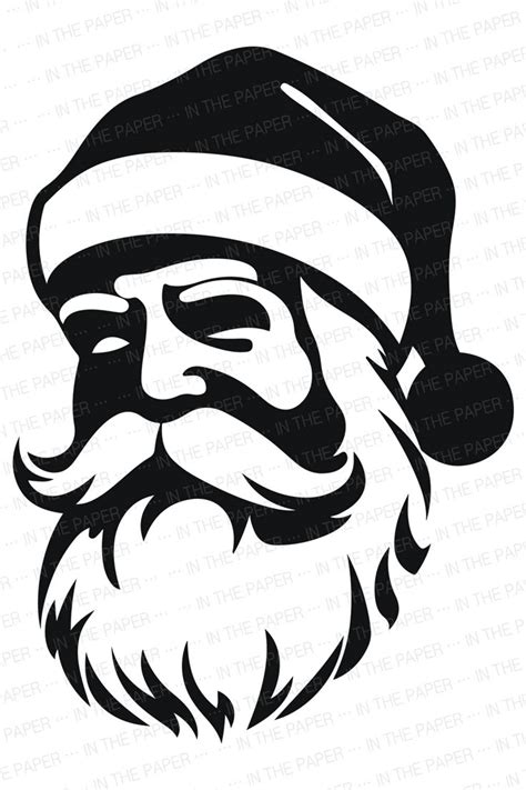 Santa Claus Face Black Silhouette Svg Christmas Png Clikp Etsy In 2024 Book Clip Art Black
