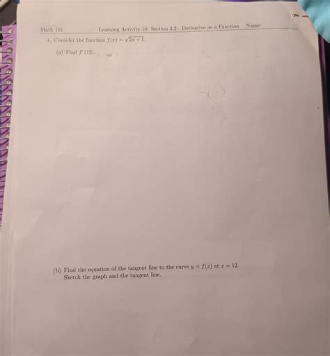 Solved Math 151learning Activity 10 Section 3 2