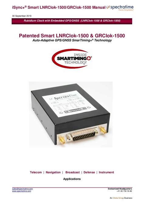 Isync Smart Lnrclok 1500grclok 1500 Manual Safran Navigation And Timing