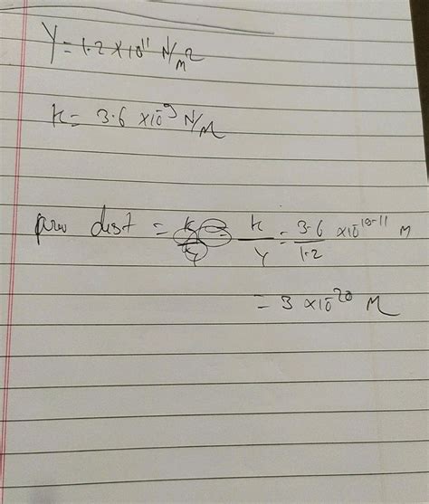 The Youngs Modulus Of A Metal Is 1 2 X 1011 N M2 And Its Interatomic Force Constant Is 3 6 X 10